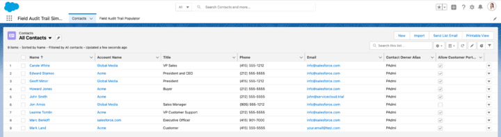 Salesforce Field Audit Trail Simulator Demo